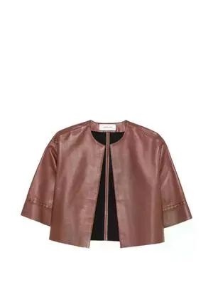 YVES SALOMON Laser-cut Lambskin Jacket - Brown