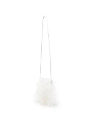 YVES SALOMON Feather Detail Cross Body Bag - White