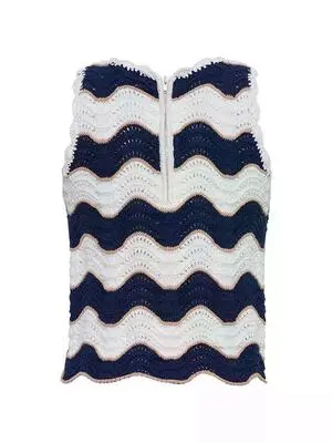 Cara Cara Casey Stripe Crochet Top - White