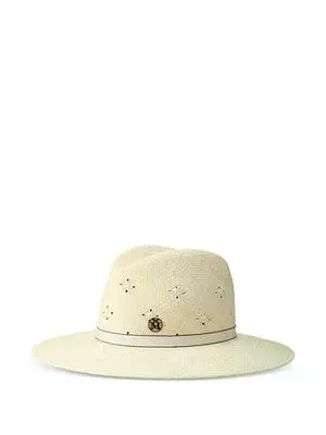 MAISON MICHEL Zango Perforated Fedora Hat - Neutrals