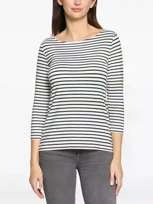 BETTY BARCLAY Striped Three-quarter-sleeve Top - White