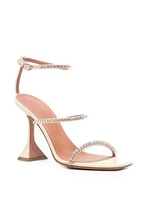Amina Muaddi Gilda Crystal-embellished Sandals - Neutrals