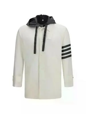 Thom Browne Stripe-detail Hooded Coat - Neutrals