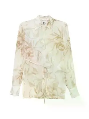 SEMICOUTURE Floral Tie-waist Shirt - Neutrals