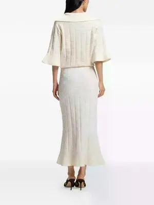 BOSS Knitted Woven Midi Skirt - Neutrals