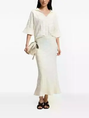 BOSS Knitted Woven Midi Skirt - Neutrals