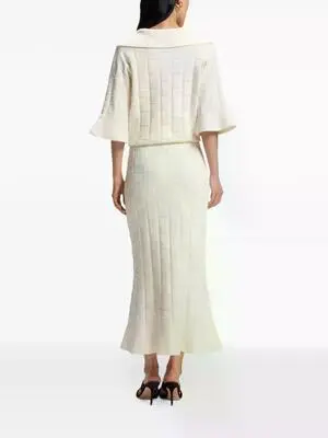 BOSS Knitted Woven Midi Skirt - Neutrals