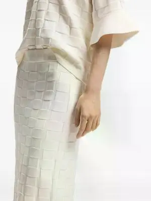 BOSS Knitted Woven Midi Skirt - Neutrals