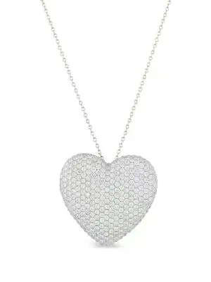 LB EXCLUSIVE Diamond Heart Pendant Necklace - Silver