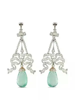 LB EXCLUSIVE Diamond And Emerald Drop Earrings - Silver