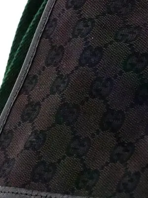 Gucci Web Strap Flap Messenger Gg Canvas Medium Crossbody Bag