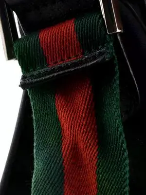 Gucci Web Strap Flap Messenger Gg Canvas Medium Crossbody Bag