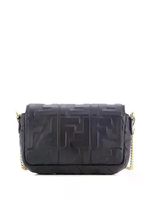 Fendi Baguette Nm Bag Zucca Embossed Leather Mini - Black