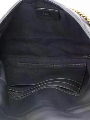 Fendi Baguette Nm Bag Zucca Embossed Leather Mini - Black