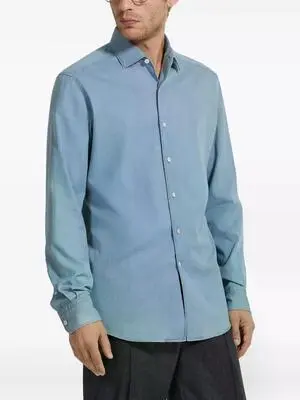 Zegna Cotton Long-sleeve Shirt - Blue