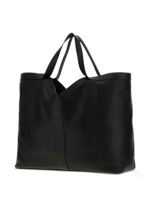 Saint Laurent V-neck Calfskin Tote - Black