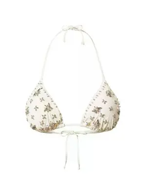 TWINSET Embroidered Bikini Top - White