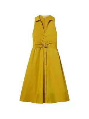 TWINSET Sleeveless V-neck Midi Shirt Dress - Yellow