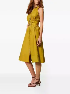 TWINSET Sleeveless V-neck Midi Shirt Dress - Yellow