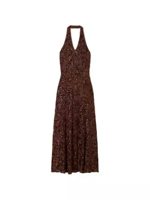 TWINSET Sequinned Halterneck Dress - Brown