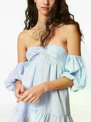 TWINSET Pinstripe Off-shoulder Dress
