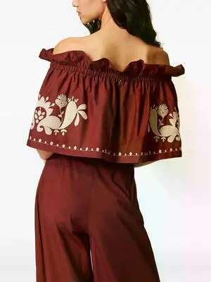 TWINSET Off-shoulder Embroidered Blouse