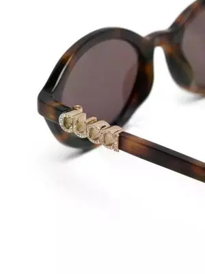 Gucci Oval Crystal Embellishment Sunglasses