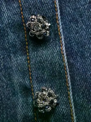 SELF-PORTRAIT Lace-trim Denim Mini Dress