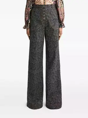 Etro Flared Jacquard Paisley Jeans