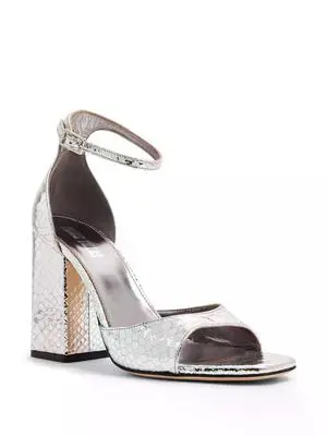 Paris Texas Fiona Metallic Croc-effect Block Heel Sandals