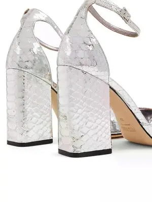 Paris Texas Fiona Metallic Croc-effect Block Heel Sandals