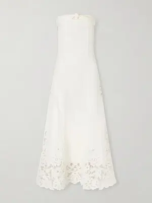 Cult Gaia Embroidered Linen Midi Dress - Off-white