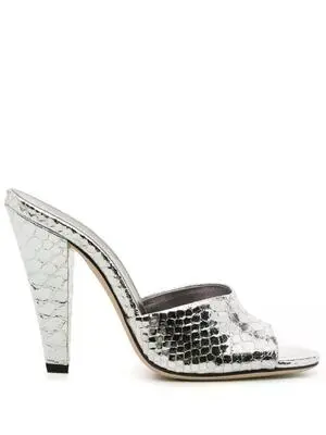 Paris Texas Silver Tone Mules Clogs For Women