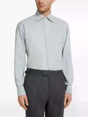 Zegna Point-collar Long-sleeves Shirt - Blue