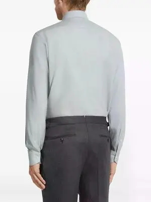 Zegna Point-collar Long-sleeves Shirt - Blue