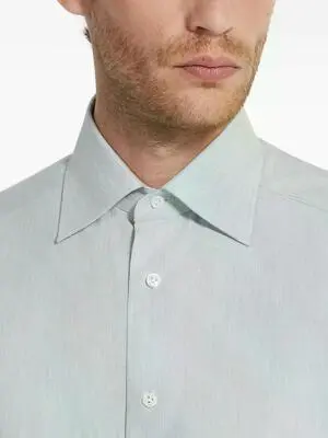 Zegna Point-collar Long-sleeves Shirt - Blue