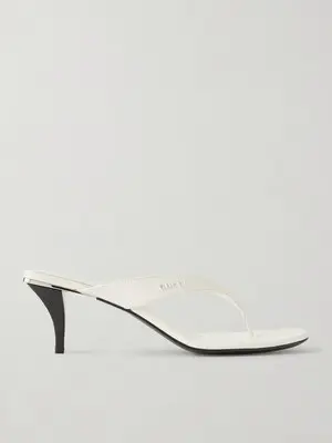 Gucci Logo-embellished Leather Thong Sandals - White