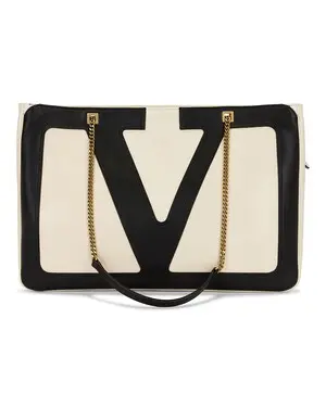 FWRD RENEW Valentino Garavani Large Tote Bag - Butter White & Nero