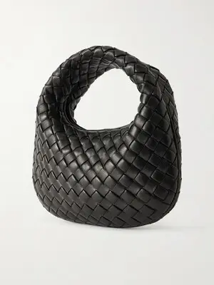Bottega Veneta Baby Veneta Intrecciato Leather Shoulder Bag - Black