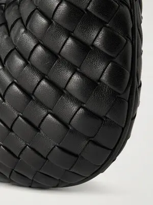 Bottega Veneta Baby Veneta Intrecciato Leather Shoulder Bag - Black