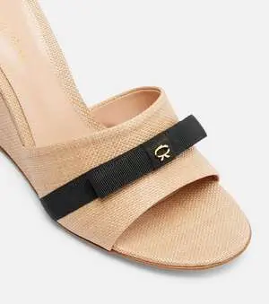 GIANVITO ROSSI Minou Raffia Wedge Mules