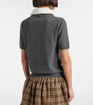 Miu Miu Logo Cashmere Polo Sweater