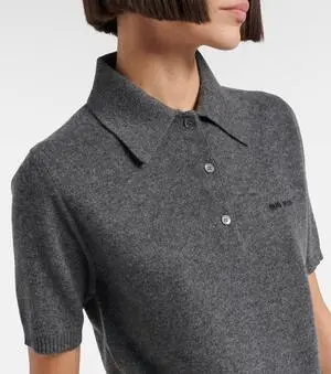 Miu Miu Logo Cashmere Polo Sweater