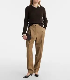 THE ROW Melinda Leather Clutch - Brown