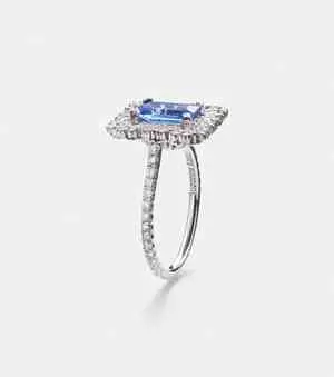 SUZANNE KALAN 18kt White Gold Ring With Sapphires And Diamonds