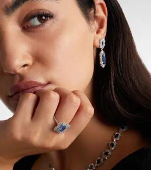 SUZANNE KALAN 18kt White Gold Ring With Sapphires And Diamonds