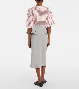 Plan C Ruffled Cotton-blend Midi Skirt