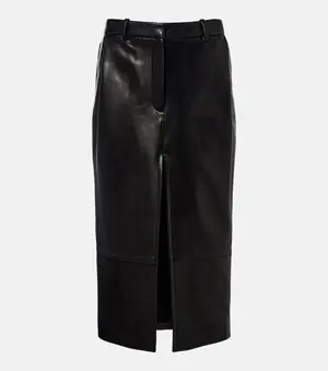 Khaite Anden Leather Midi Skirt
