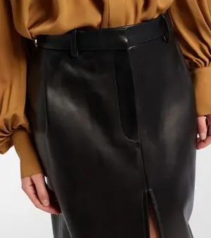 Khaite Anden Leather Midi Skirt