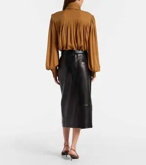 Khaite Anden Leather Midi Skirt